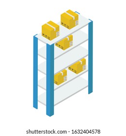 Warehouse Racks Loaded Boxes Crates Isometric Stock Vector (Royalty ...