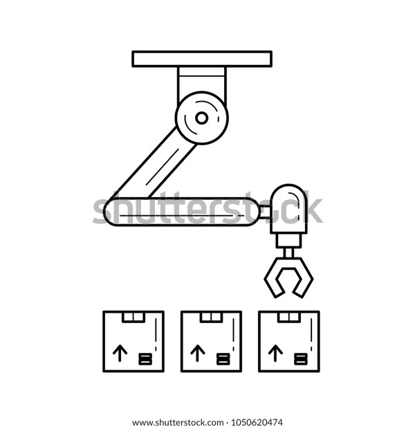 Warehouse Robotic Arm Vector Line Icon Stock Vector Royalty Free 1050620474 Shutterstock