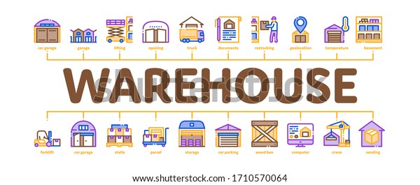 Warehouse Storage Minimal Infographic Web Banner Stock Vector (Royalty ...