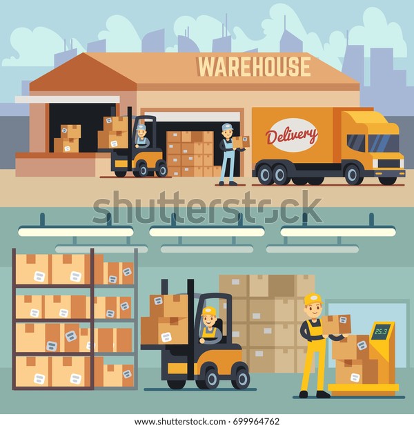 Lager- und Versandlogistik-Vektorkonzept für Lager und: Stock ...