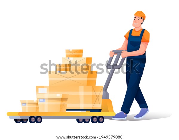 Warehouse Worker Cartoon Character Handymen Loading Stock Vector ...