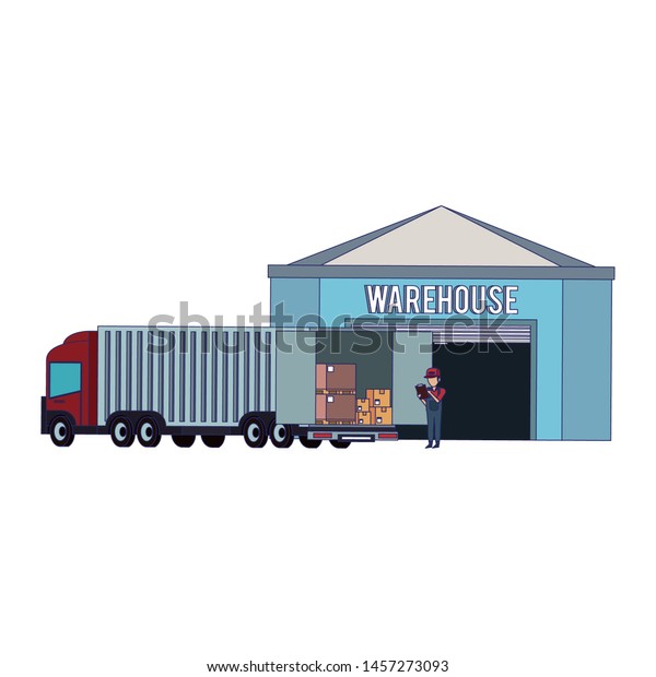 Warehouse Worker Dispatching Cargo Truck Boxes Stock Vector (Royalty ...