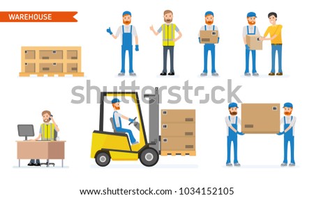 Warehouse Workers Cartoon Character Set Vector Stock Vector (Royalty ...
