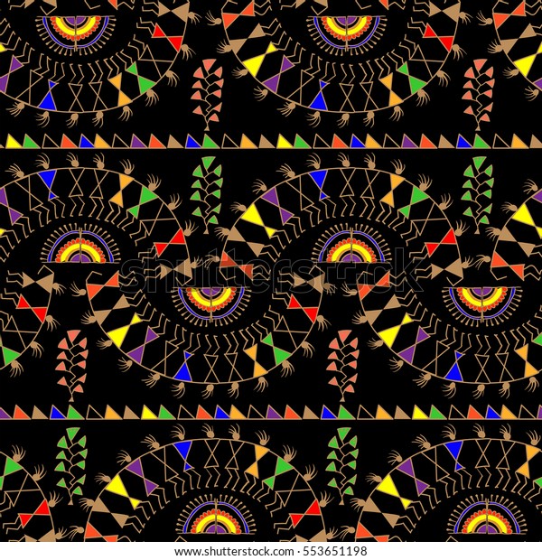 Warli Art painting seamless pattern - hand drawn traditional the ...