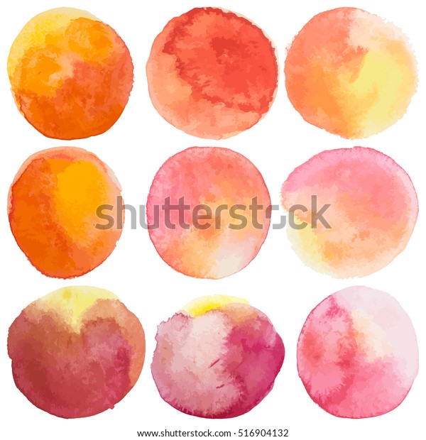 Warm Colors Watercolor Splashes Set Vector Stock Vector (Royalty Free ...