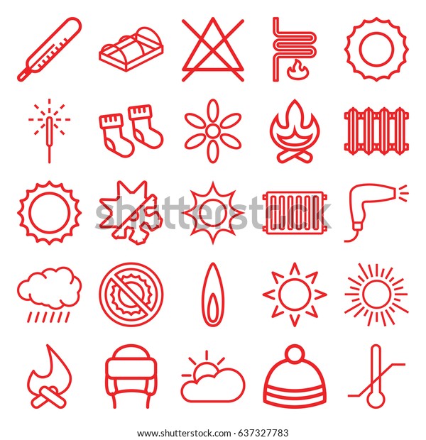 Warm Icons Set Set 25 Warm Stock Vector (Royalty Free) 637327783