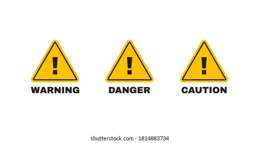 Warning Danger Caution Badges Set Attention Stock Vector (Royalty Free ...