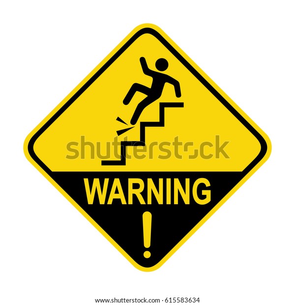 Warning Falling Off Stairs Sign Symbol Stock Vector (Royalty Free ...