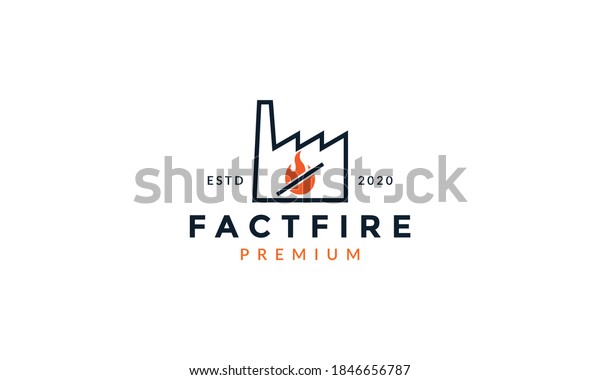 Warning Fire Factory Line Logo Vector Stock Vector (Royalty Free ...