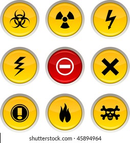 Warning Button Set Vector Illustration Stock Vector (Royalty Free ...