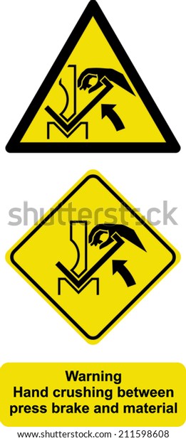 Warning Hand Crushing Between Press Brake Stock Vector (Royalty Free ...