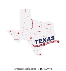Vektor Stok Warning Hurricane Texas Symbols Maps Arrows (Tanpa Royalti ...