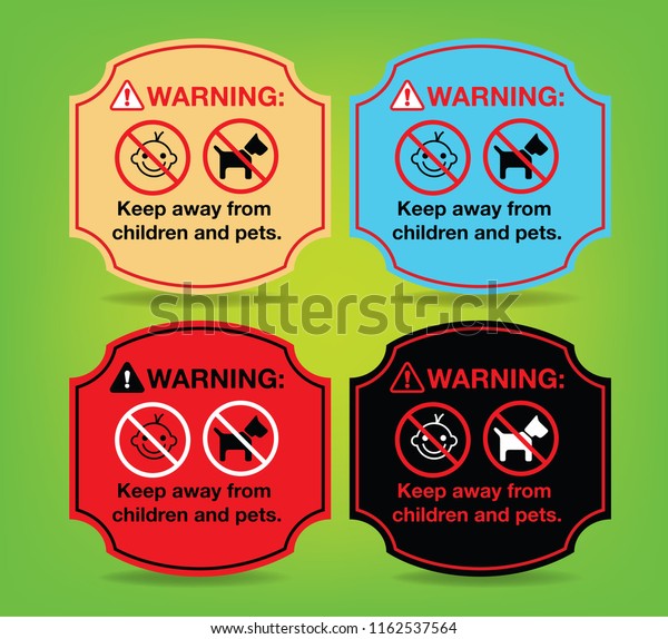 Warning Keep Away Children Pets Sticker: vector de stock (libre de ...