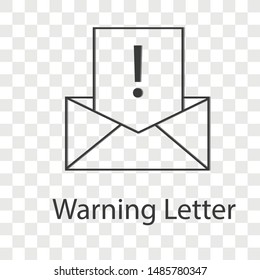 Warning Letter Icon On Transparency Background Stock Vector (Royalty ...