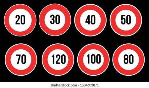 Warning Limit Speed Hazard Speed Signpost Stock Vector (Royalty Free ...