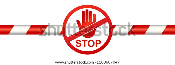 Warning Line Stop Sign Stock Vector Stock Vector (Royalty Free ...