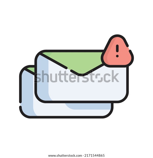Warning Mail Icon Vector Illustration Flat Stock Vector (Royalty Free ...