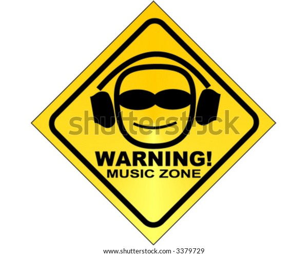 Warning Music Zone Vector Sign Stock Vector (Royalty Free) 3379729