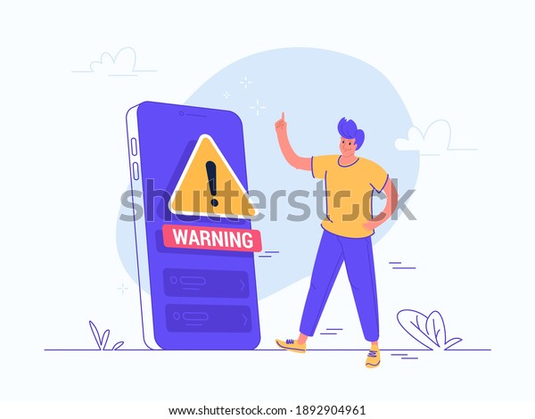 Warning Notification Symbol On Mobile Phone Stock Vector (Royalty Free ...
