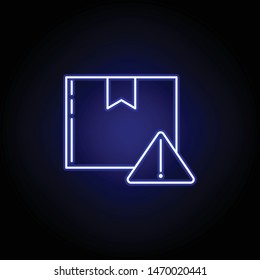 Warning Parcel Line Icon Blue Neon Stock Vector (Royalty Free ...