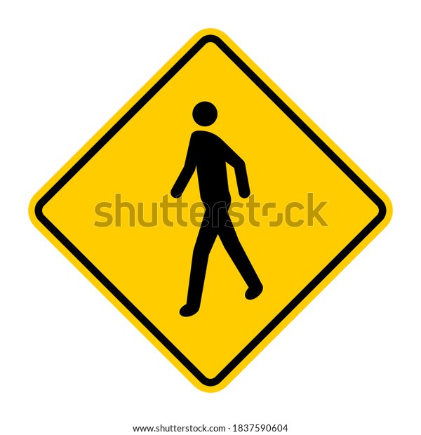 Warning Pedestrian Crossing Sign Human Figure: เวกเตอร์สต็อก (ปลอดค่า ...