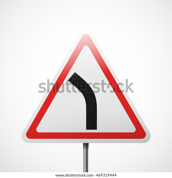 Warning Road Sign Dangerous Bend Vector Stock Vector (Royalty Free ...