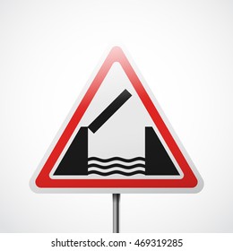 Warning Road Sign Drawbridge Vector Illustration Stock Vector (Royalty ...