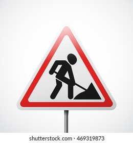Warning Road Sign Men Work Vector Stock Vector (Royalty Free) 469319873 ...