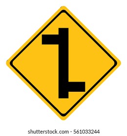 Warning Road Sign Offset Roads Stock Vector (Royalty Free) 561033244 ...