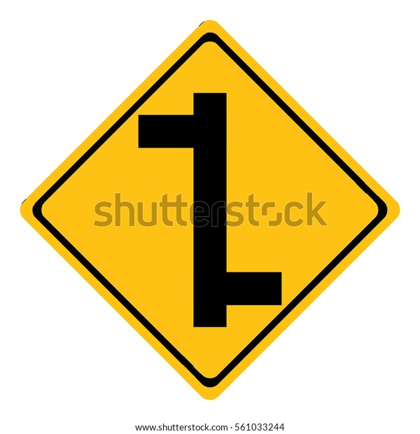 Warning Road Sign Offset Roads Stock Vector (Royalty Free) 561033244 ...
