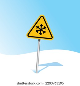 Warning Road Sign Snowflake Vector Illustration Stock Vector (Royalty ...