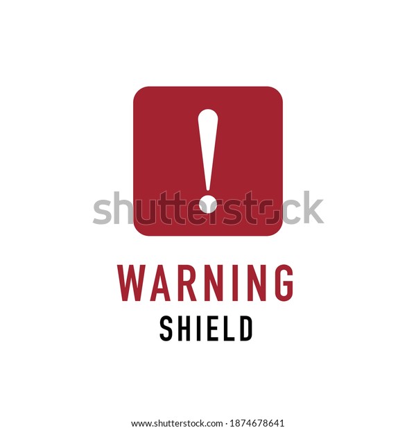 Warning Shield Icon On White Background Stock Vector (Royalty Free ...