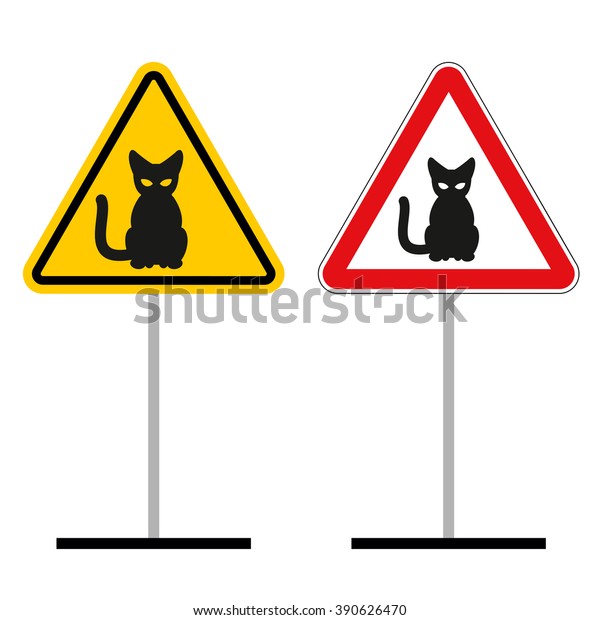 Warning Sign Attention Cats Hazard Yellow: vector de stock (libre de ...