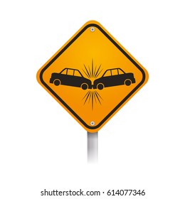 Warning Sign Crash Danger Stock Vector (Royalty Free) 614077346