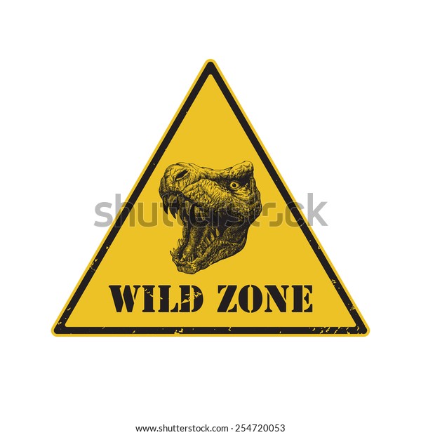 Warning Sign Danger Signal Dinosaur Vector Stock Vector (Royalty Free ...