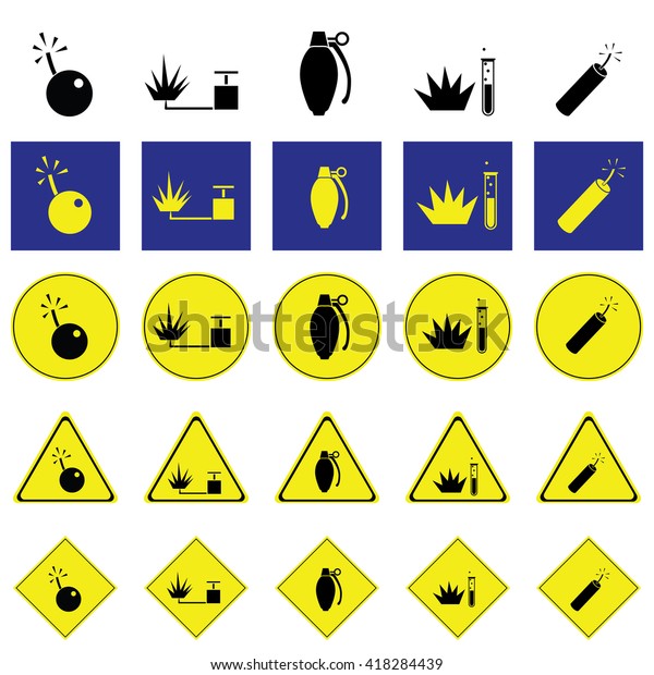 Warning Sign Detonated Bomb Grenade Explosive Stock Vector (Royalty ...