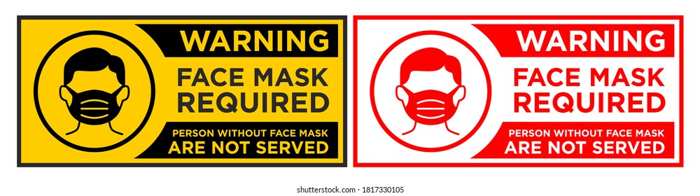 Face Mask Required Sign Horizontal Warning Stock Vector (Royalty Free ...