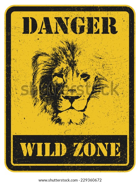 Warning Sign Lion Head Hand Drawn: เวกเตอร์สต็อก (ปลอดค่าลิขสิทธิ์ ...