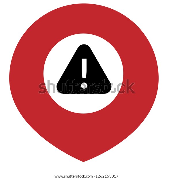 Warning Sign Map Pin Logo Concept: стоковая векторная графика (без ...