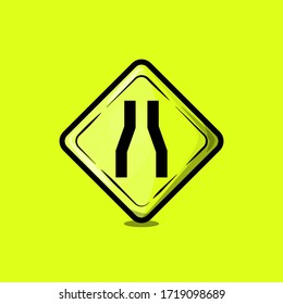 Warning Sign Narrow Road Vector Traffic Stock Vector (Royalty Free ...
