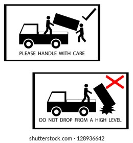 Warning Sign On Box Please Handle Stock Vector (Royalty Free) 128936642 ...
