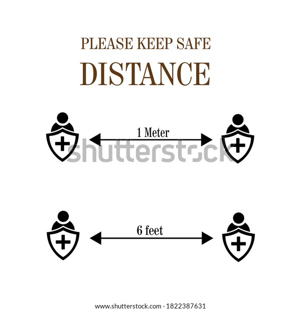 Warning Sign Please Keep Safe Distance Stock Vector (Royalty Free ...