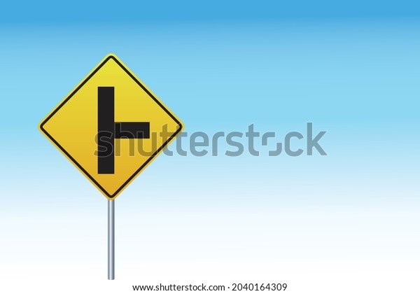 Warning Sign Side Road Junction On Stock Vector (Royalty Free ...