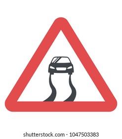 Warning Sign Slippery Road Stock Vector (Royalty Free) 1047503383 ...