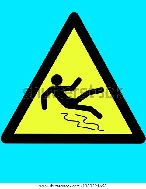 Warning Sign Slippery Triangular Sign Yellow Stock Vector (Royalty Free ...