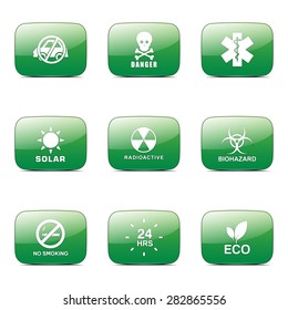 Warning Sign Square Vector Green Icon Stock Vector (Royalty Free ...