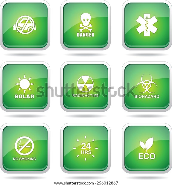 Warning Sign Square Vector Green Icon Stock Vector (Royalty Free ...
