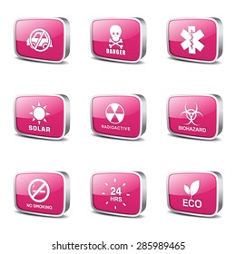 Warning Sign Pink Vector Button Icon: vector de stock (libre de ...