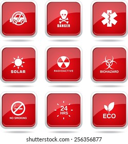 Warning Sign Square Vector Red Icon Stock Vector (Royalty Free) 258353126