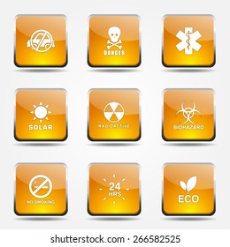 Warning Sign Yellow Vector Button Icon: vector de stock (libre de ...